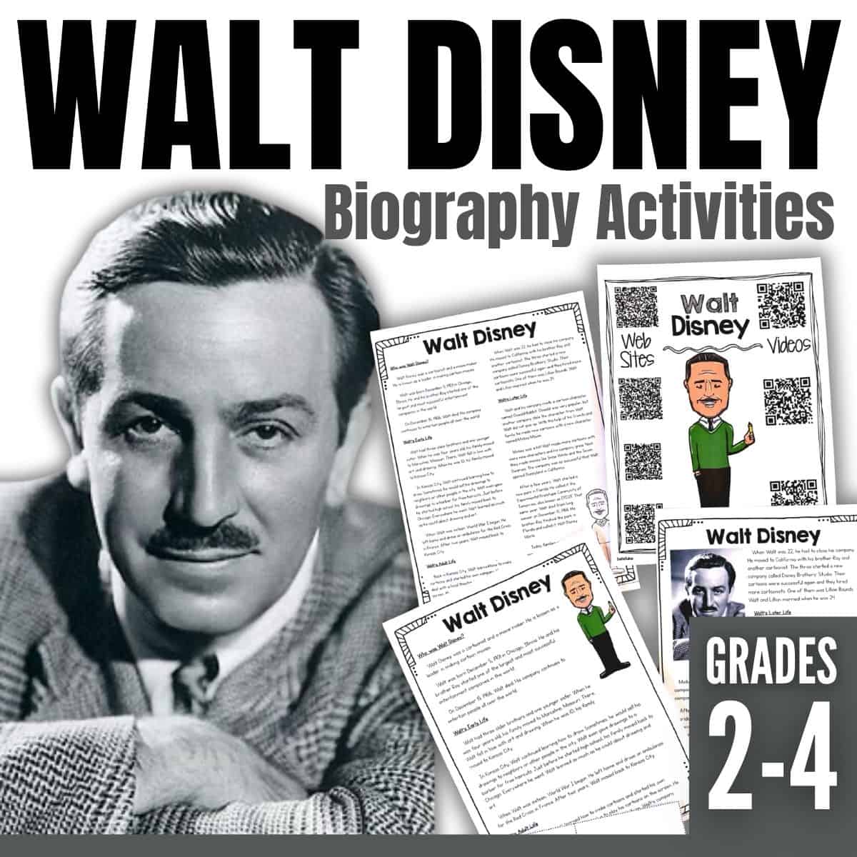 Walt Disney Biography Activities for Elementary Students